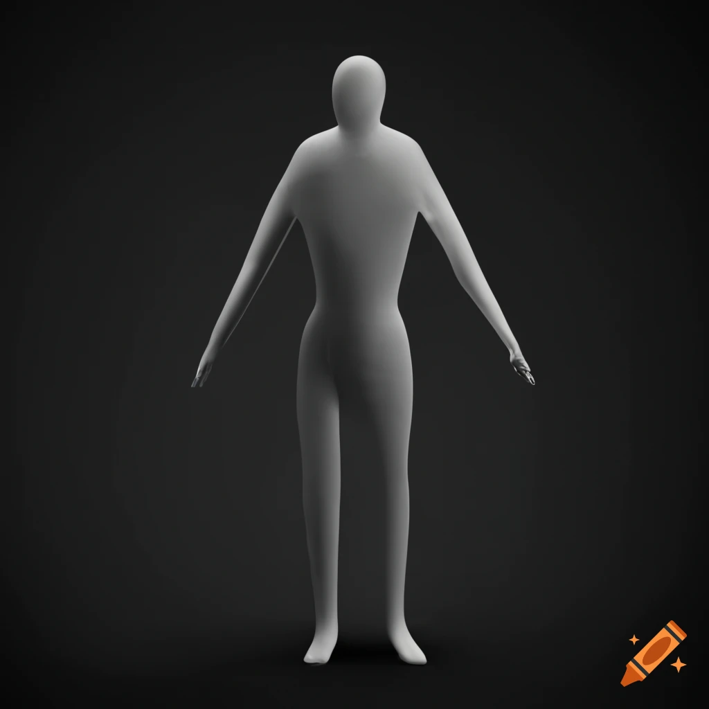 Abstract monochrome 3D rendering of a faceless figure in full body on Craiyon