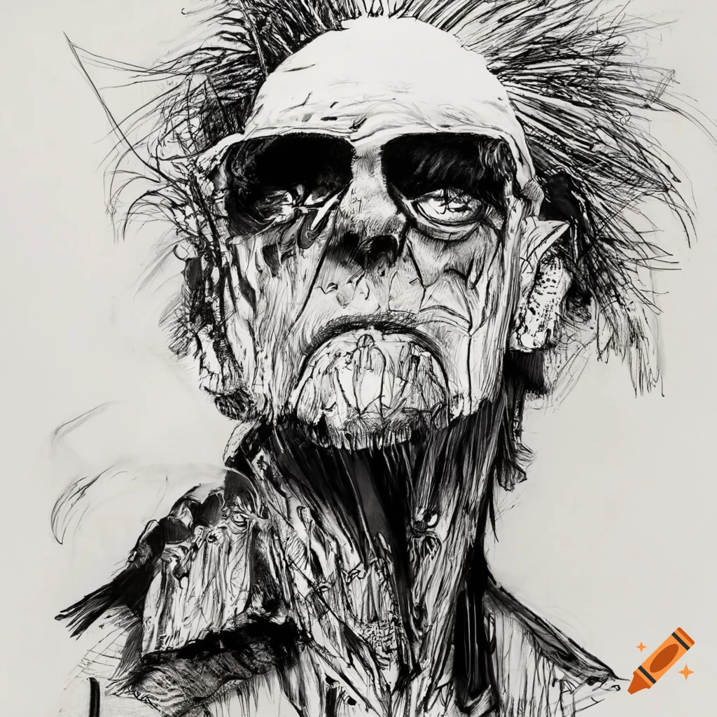 Pen and ink drawing of a strong man in the style of Ralph Steadman on ...
