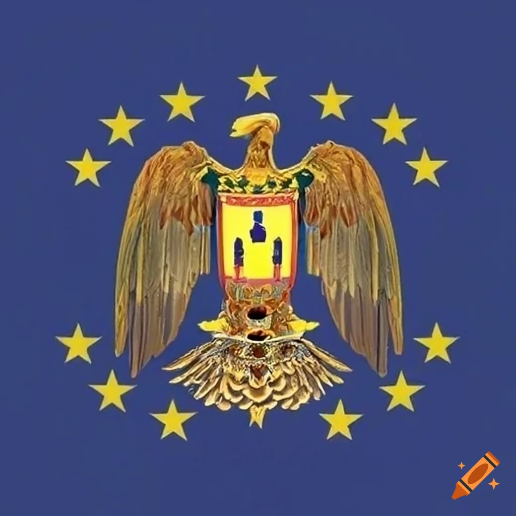 European flag with a golden eagle symbolizing unity and power on Craiyon