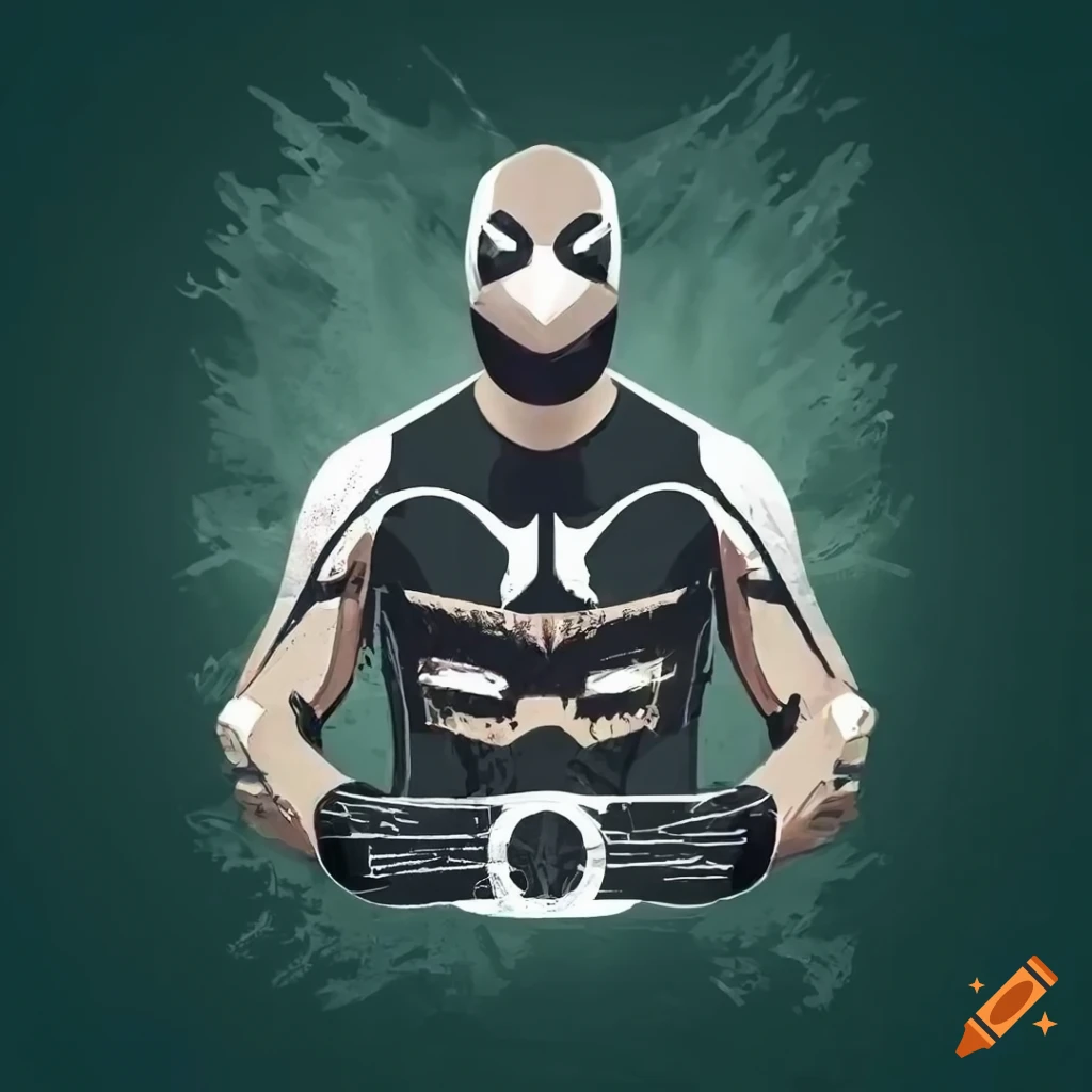 Superhero in a tactical t-shirt with a supersuit and chest symbol on ...