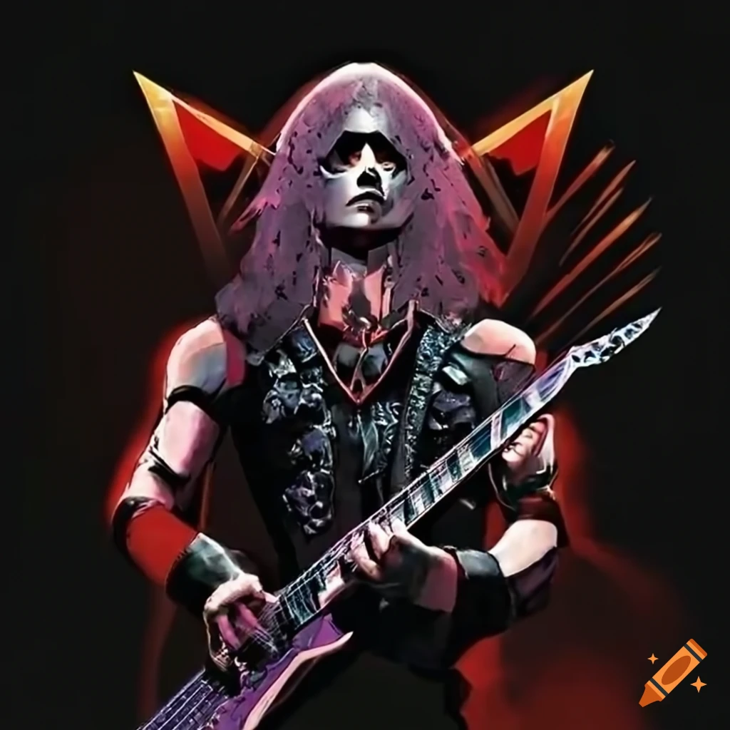 Metal hero Iron Rock showcasing the power of rock music on Craiyon