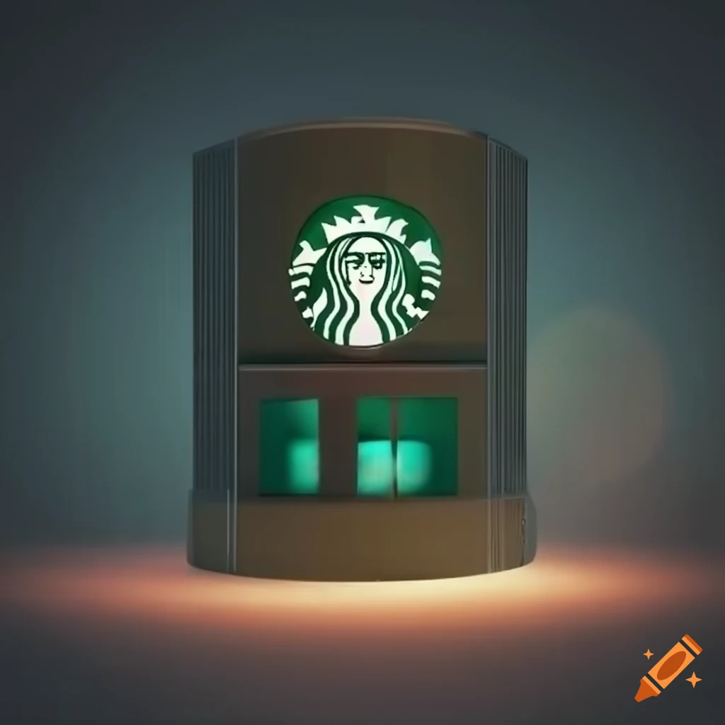 Futuristic starbucks storefront with sustainable design in 3d rendering ...