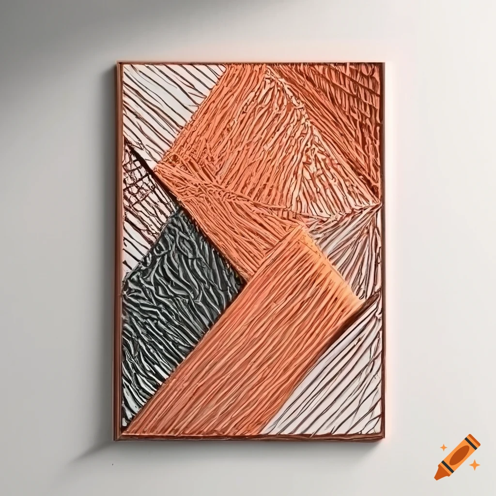 Minimal wall art painting with copper wire and geometrical shapes on ...