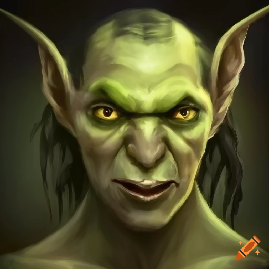 Close-up of fantasy goblin face in detailed artwork on Craiyon
