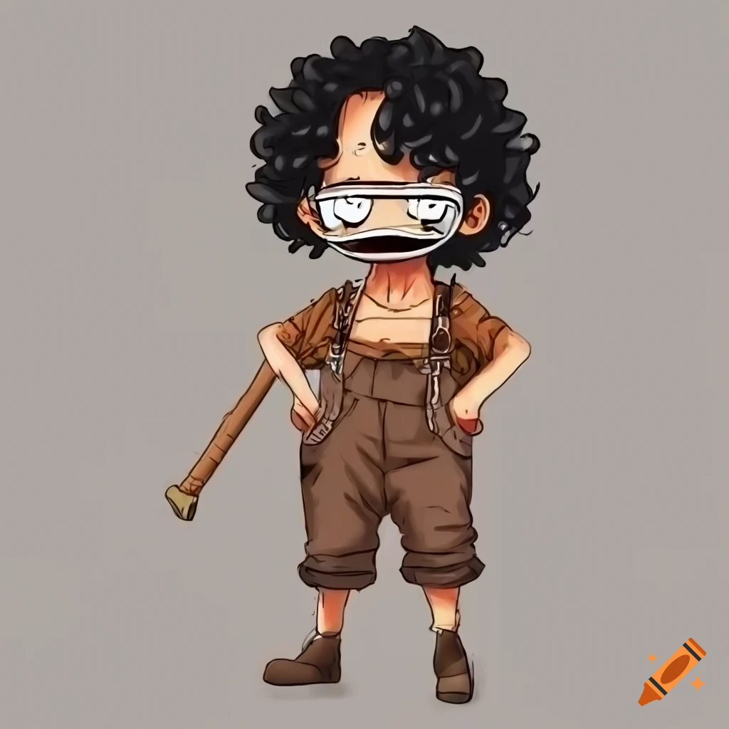 One Piece character Usopp with goggles and brown overalls in chibi ...