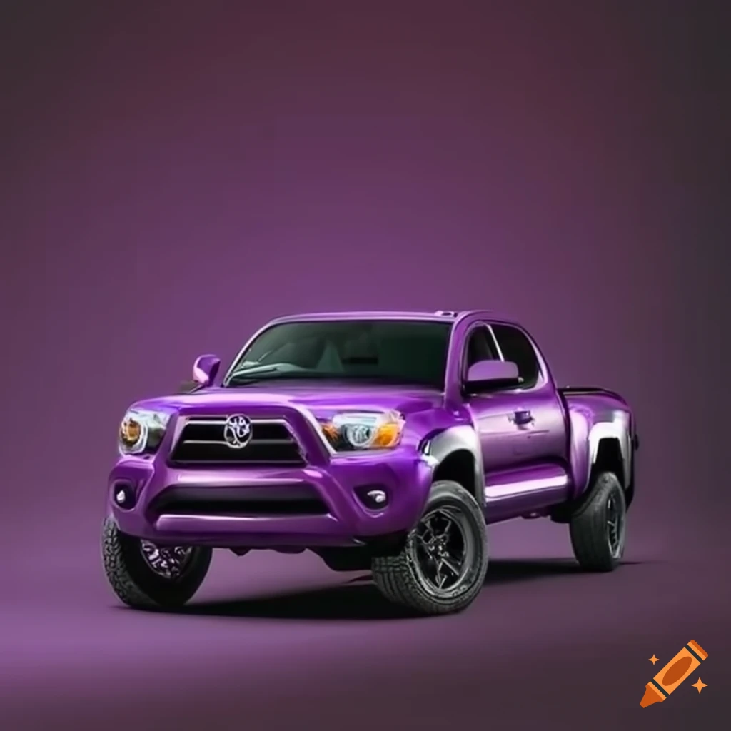 Sleek satin purple 2011 Toyota Tacoma with chrome wheels on Craiyon
