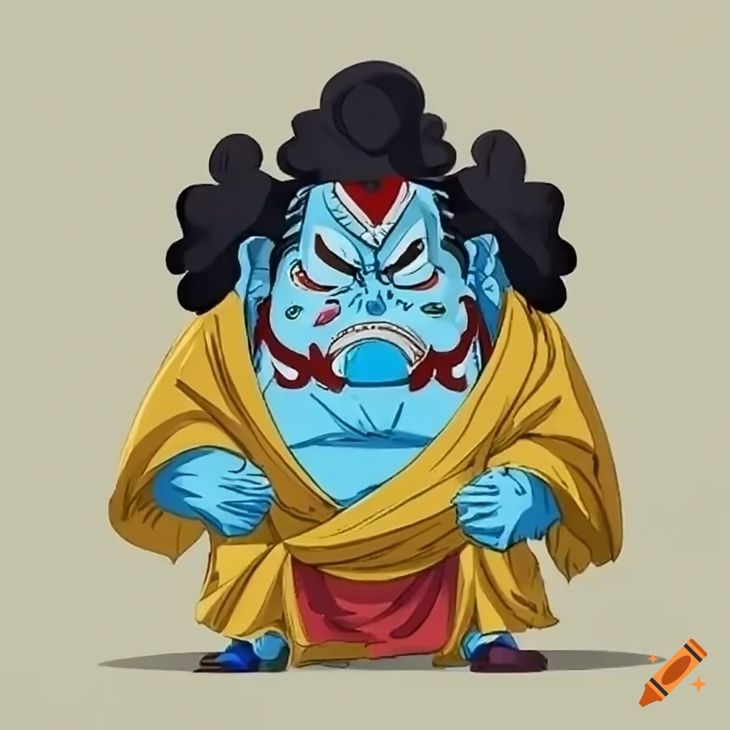 Jinbe character from one piece in yellow clothes with lower fangs ...