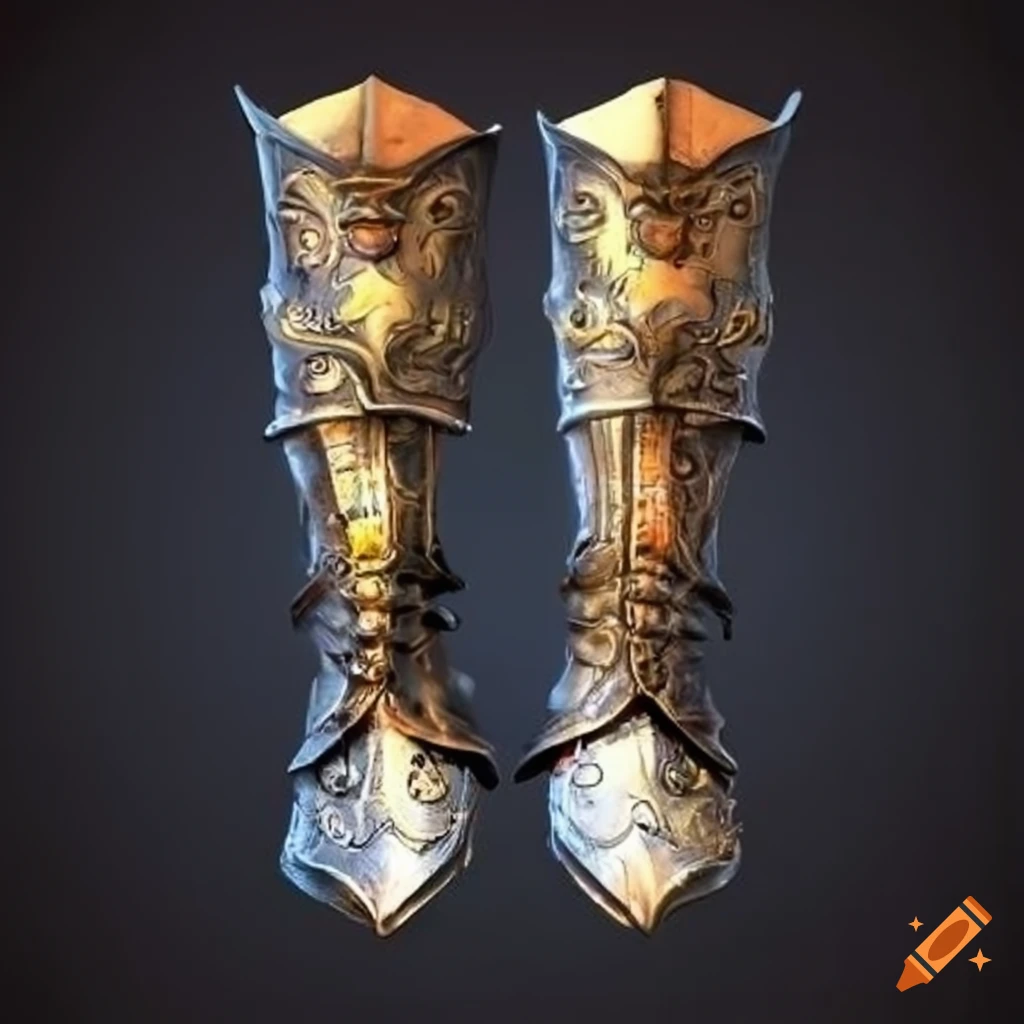 Adorned mithril plated knight boots for rpg inventory leg armor slot on ...