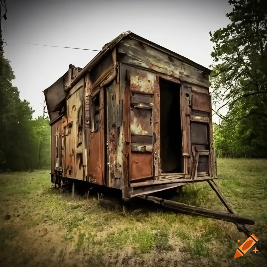 Post-apocalyptic rv with iron bars and attached military-grade tiny ...