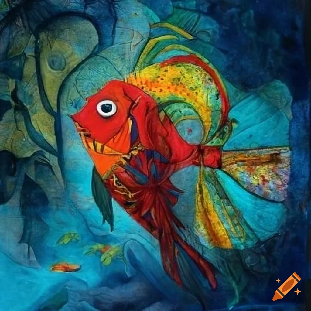 Supernatural patchwork art by leonardo da vinci with red and yellow ...