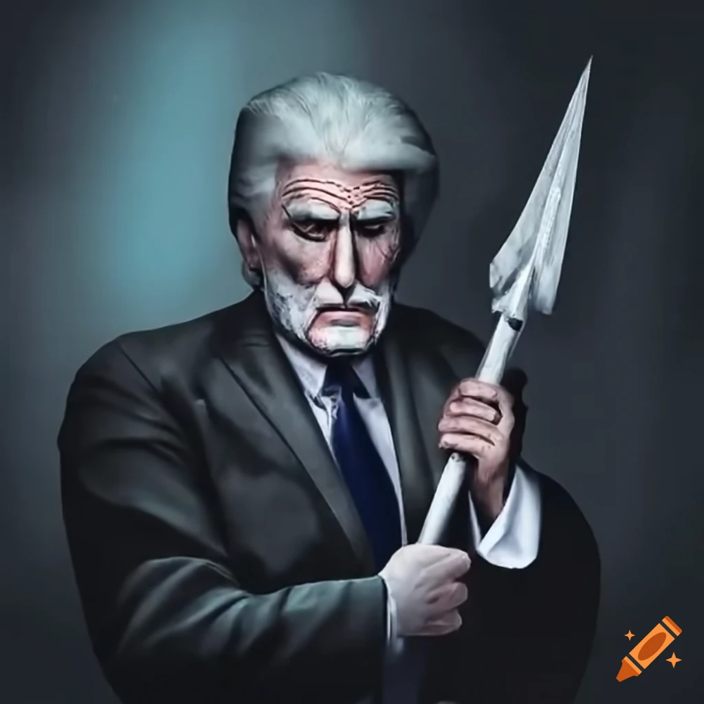 Political figure resembling Donald Trump holding Odin's spear against ...