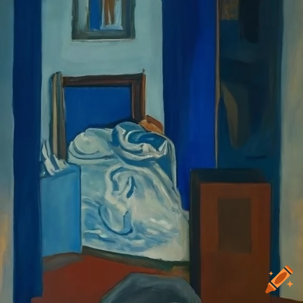Pablo picasso's blue period painting of a hotel room with a wardrobe ...
