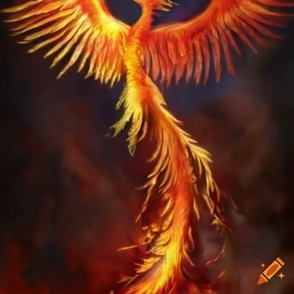 Realistic phoenix rising from ashes on Craiyon