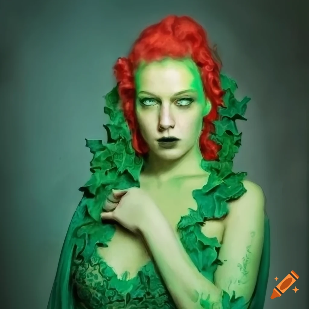 Portrait of a poison ivy goddess in mystic medieval style on Craiyon