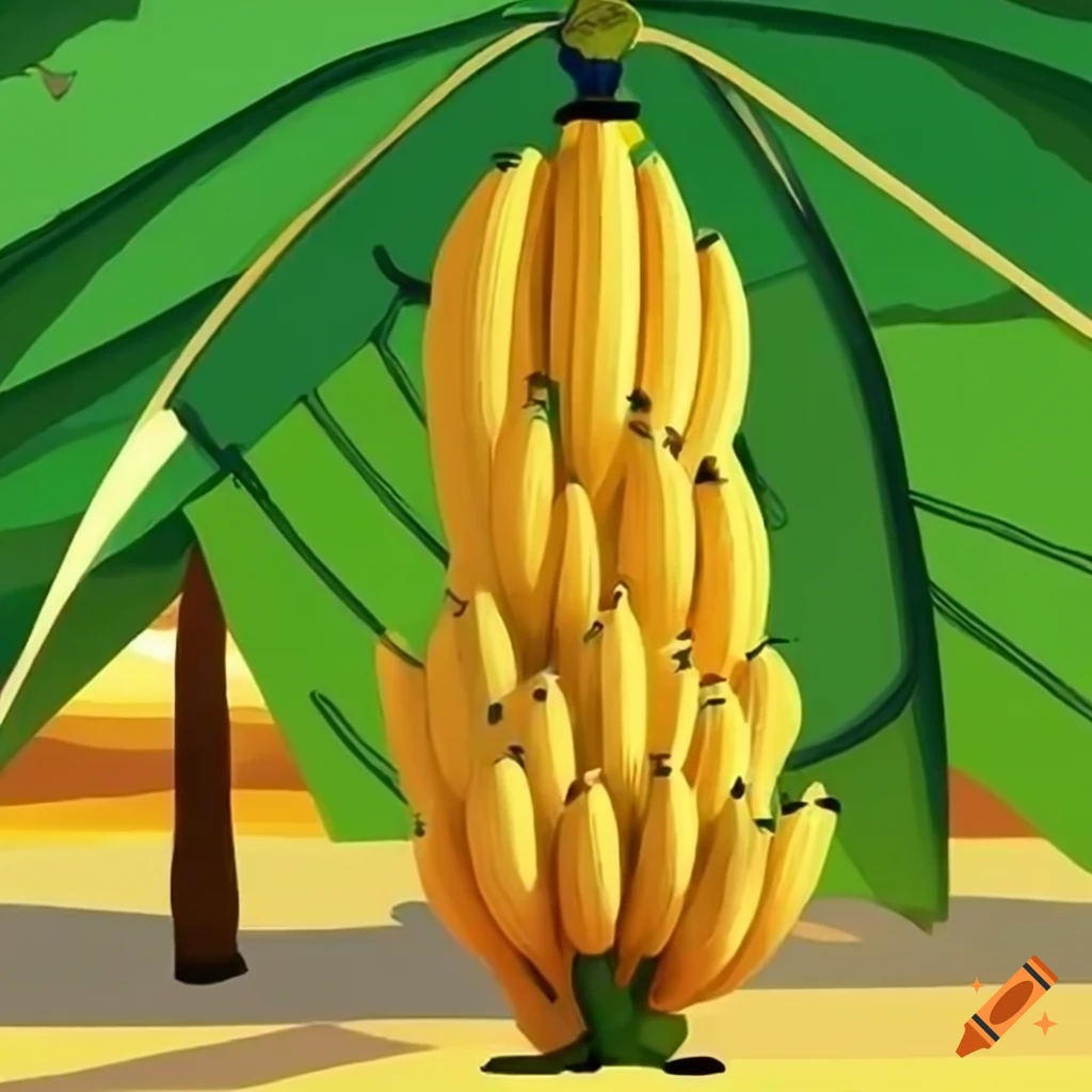 Cartoon banana tree grove on Craiyon