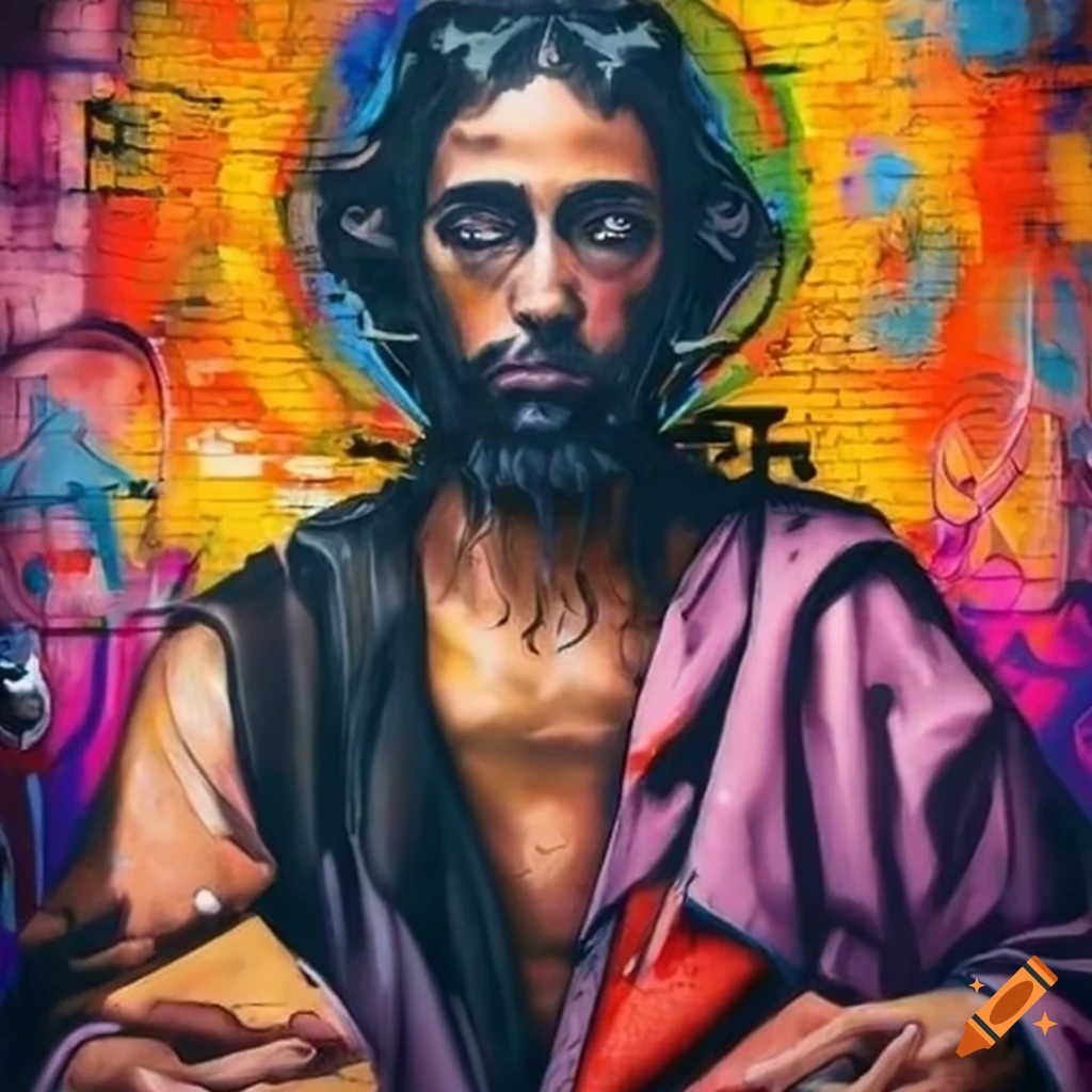 Graffiti with message about God and humanity's imperfections on Craiyon