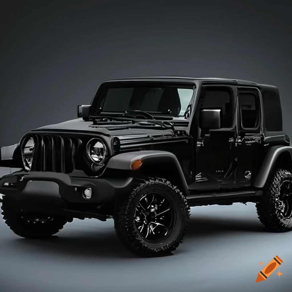 Black jeep wrangler vehicle on Craiyon
