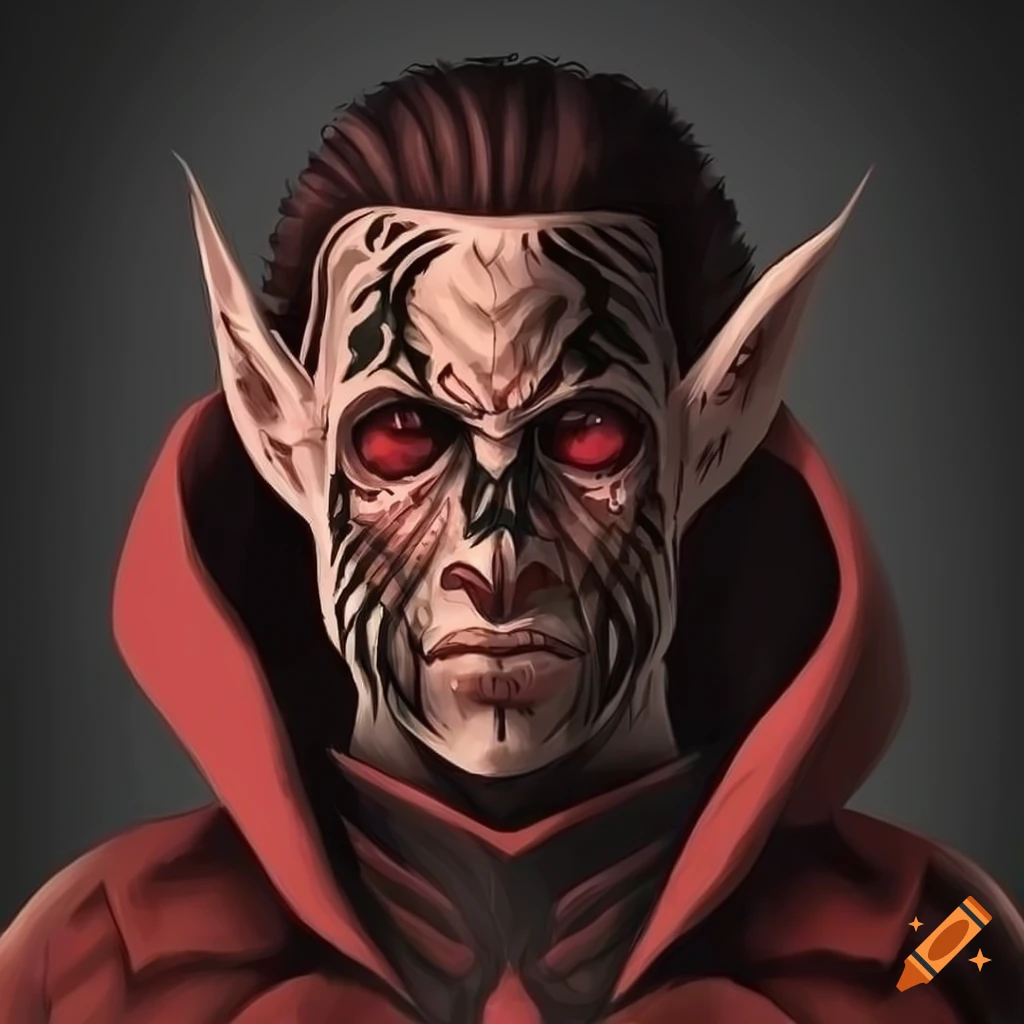 Male elf character with intricate patterns and tribal tattoos, wearing ...