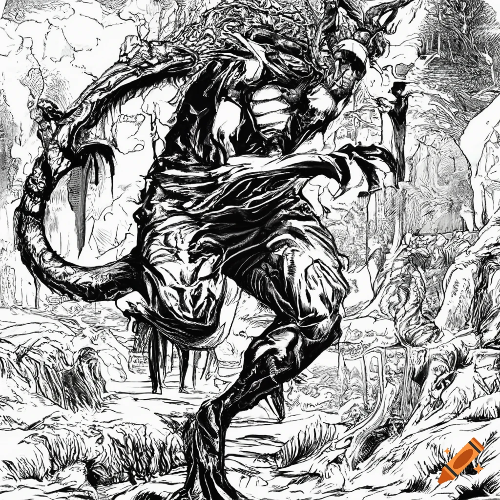 Drawing of the jersey devil in black and white pen and ink, inspired by ...