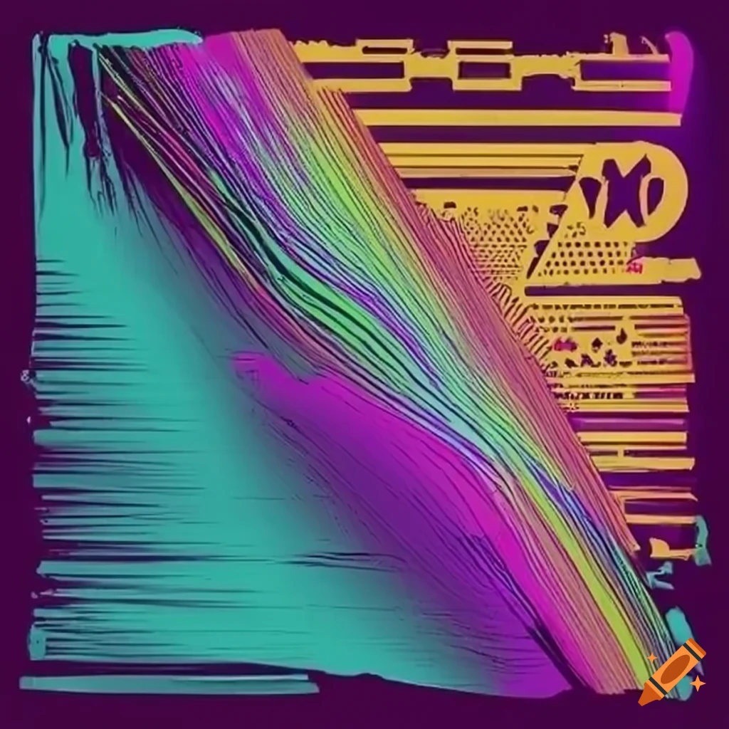 Retro vintage graphic with 80s neon colors and geometric shapes on Craiyon