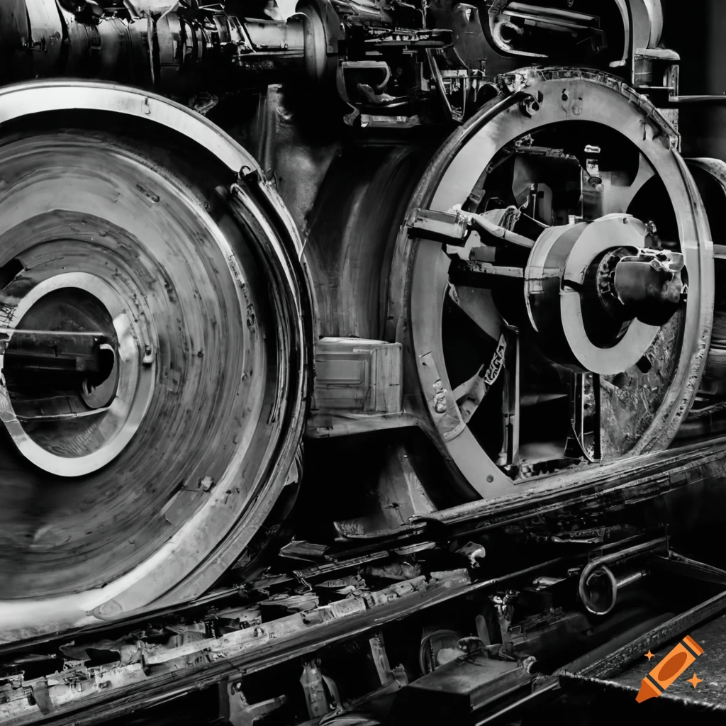 HD 8k photograph of a chrome printing press powered by a steam ...