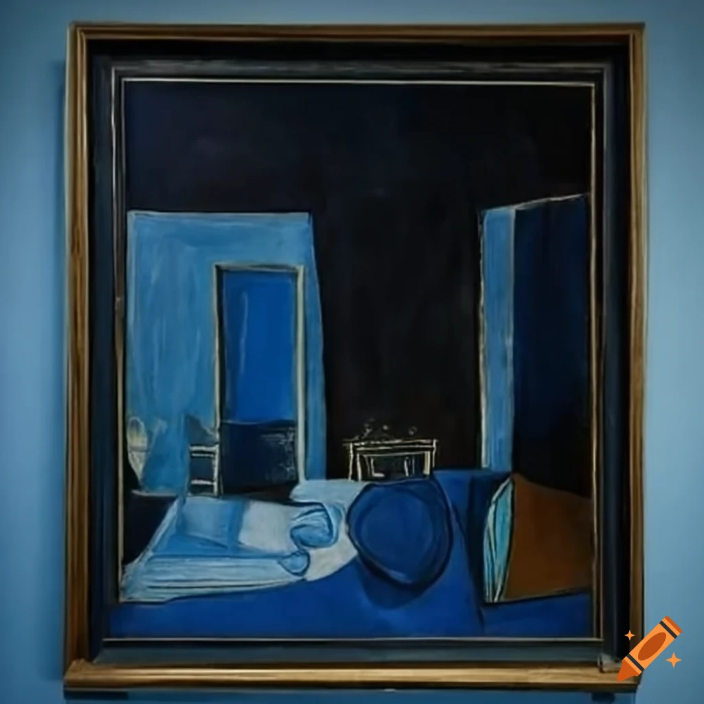 Pablo picasso's blue period painting of a hotel room with a wardrobe ...