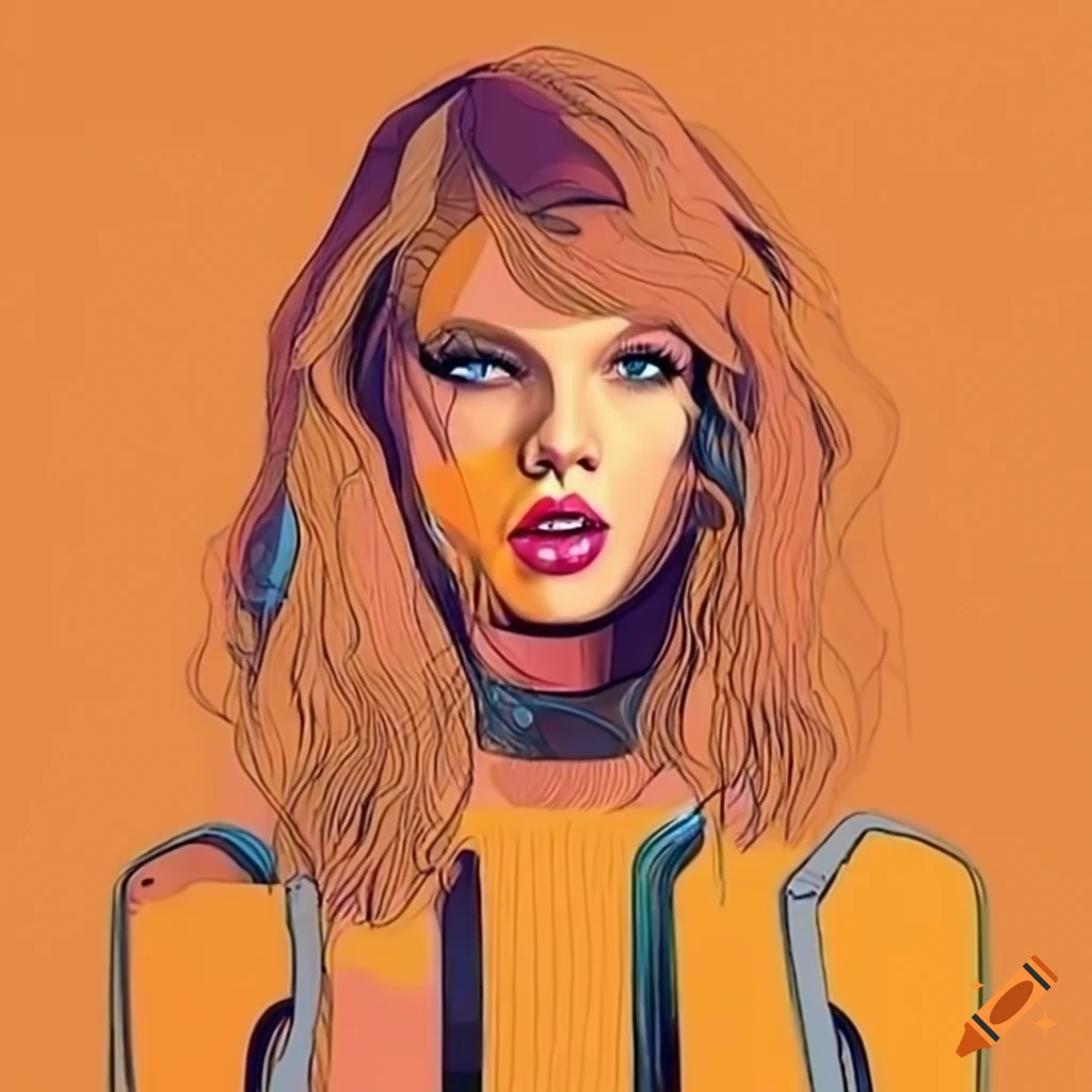 Taylor swift featured on an orange square-shaped robot on Craiyon