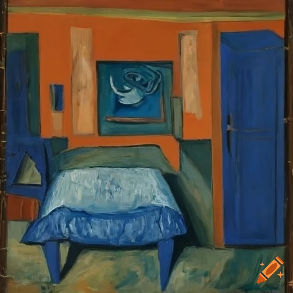 Pablo Picasso's Blue Period painting of a hotel room with a wardrobe ...