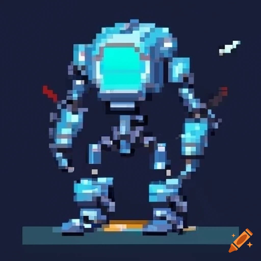 Futuristic robot in pixel art style on Craiyon