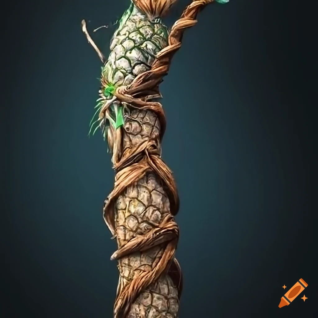 Mysterious twisted wizard staff made of old bleached ash wood on Craiyon