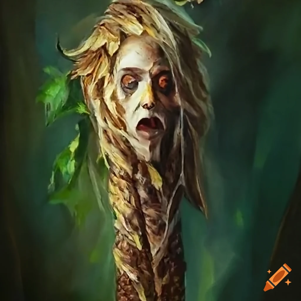 Mysterious twisted wizard staff made of old ash wood in a natural ...