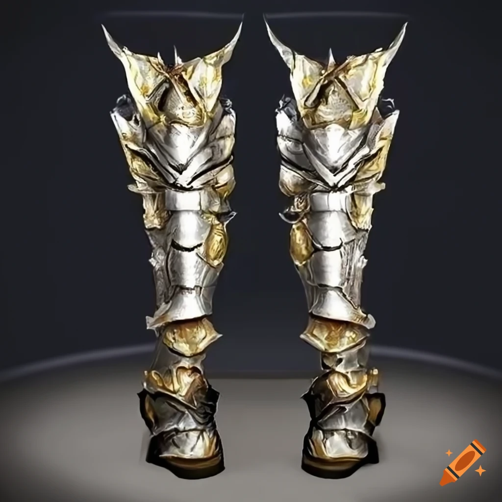 Adorned mithril plated knight boots for leg armor slot in rpg game on ...