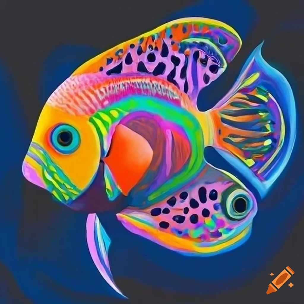 Colorful tropical fish with intricate abstract designs inspired by da ...