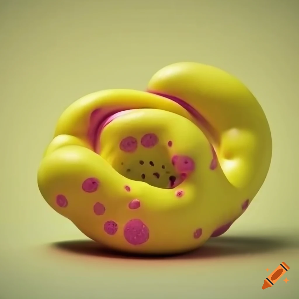 Unique yellow plasticine creature with tentacle-like limbs and sharp teeth on Craiyon