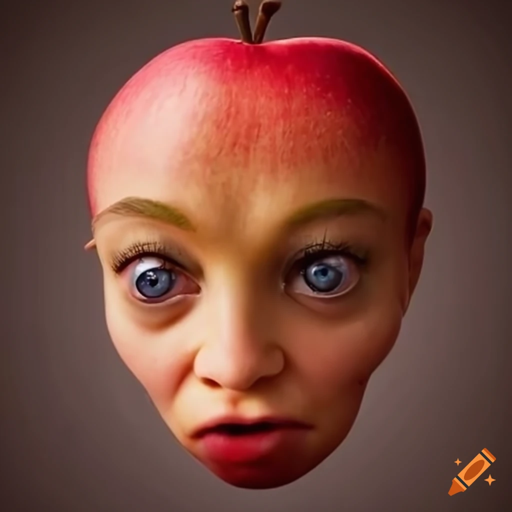 Fiona Apple's face on an apple on Craiyon