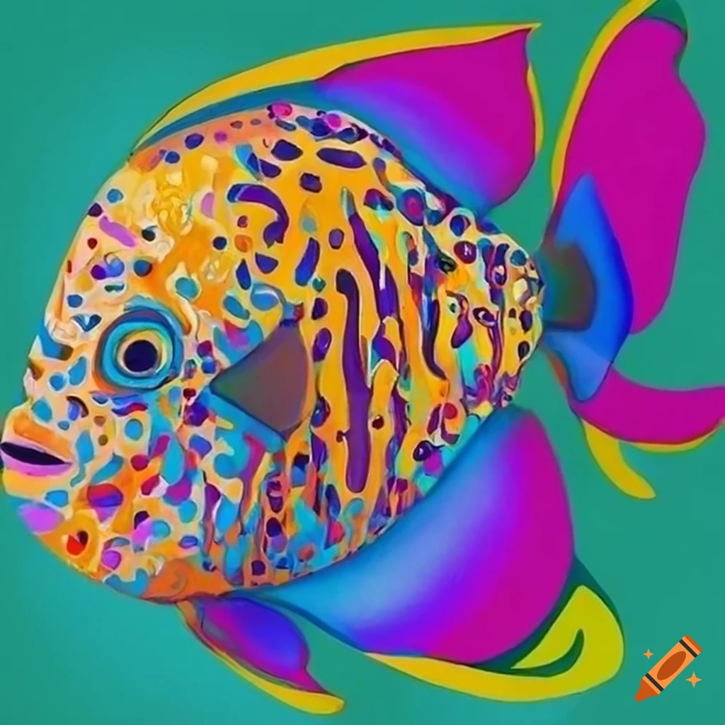 Colorful tropical fish with intricate abstract designs inspired by da ...