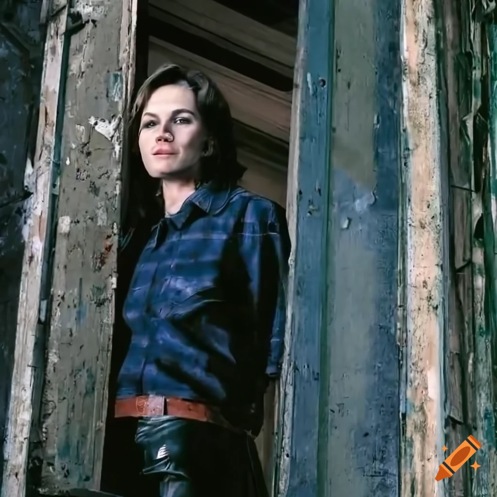 Actress Fairuza Balk look-alike in country plaid shirt and high-waist ...