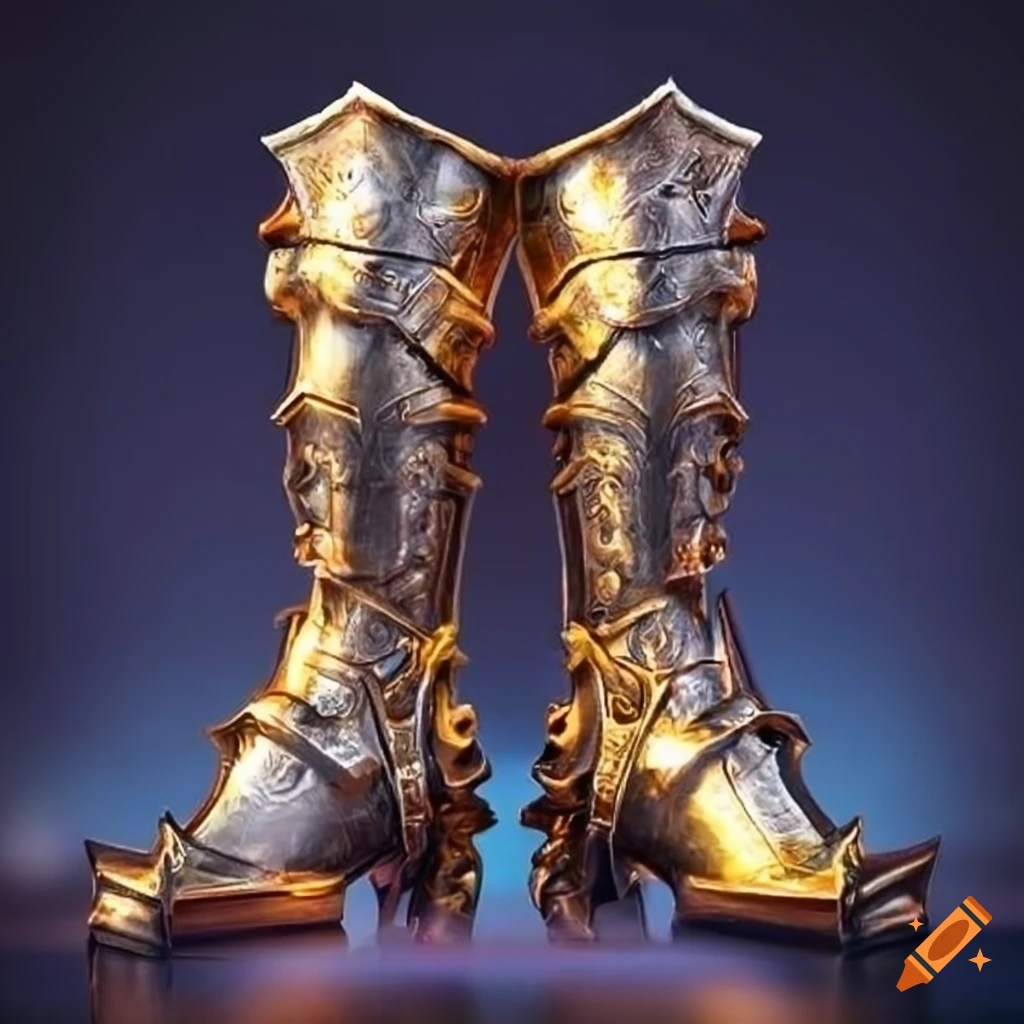 Adorned mithril plated knight boots for inventory leg armor slot in rpg ...