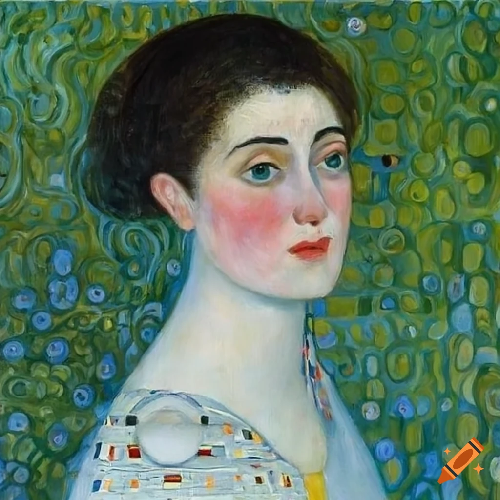 Portrait by Gustav Klimt on Craiyon