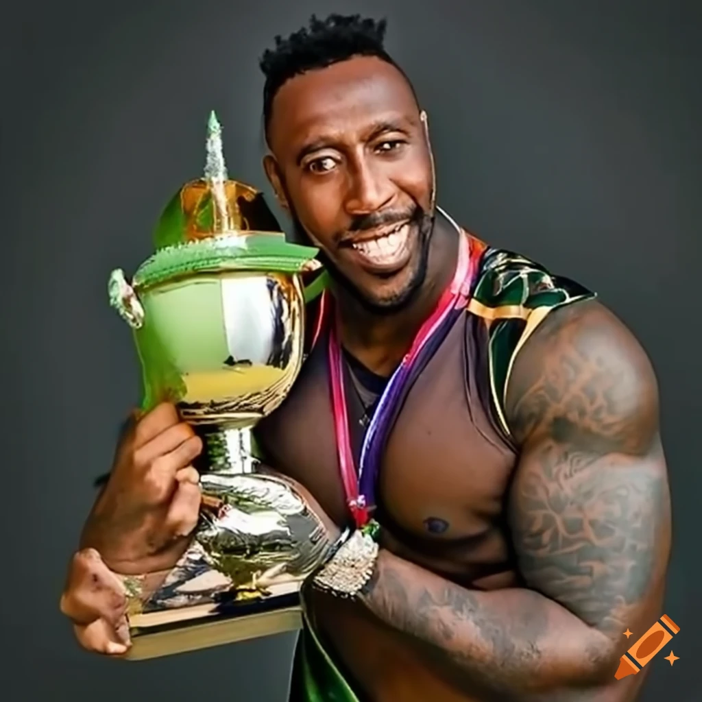 Cricketer andre russell with the winning trophy for team jungle ...