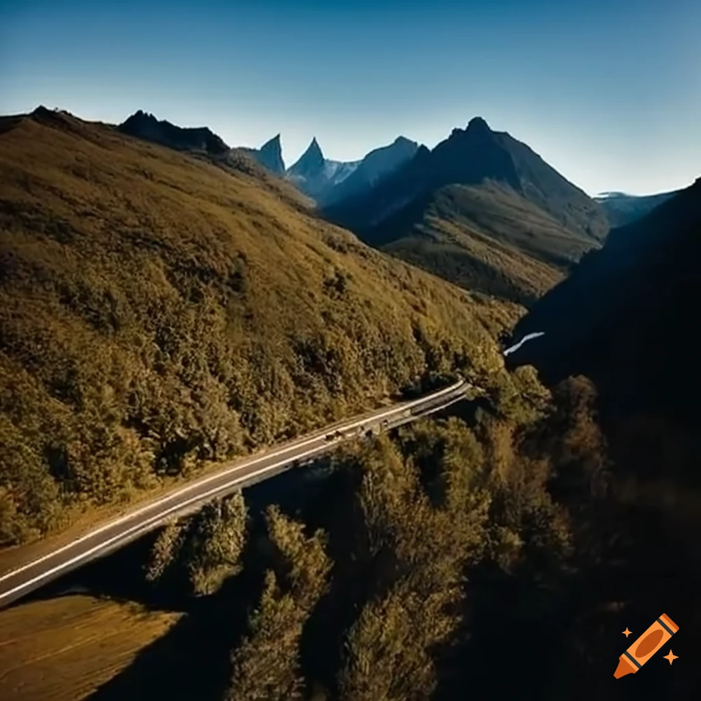 Highway crossing the Pyrenees mountain range in a detailed site plan on ...