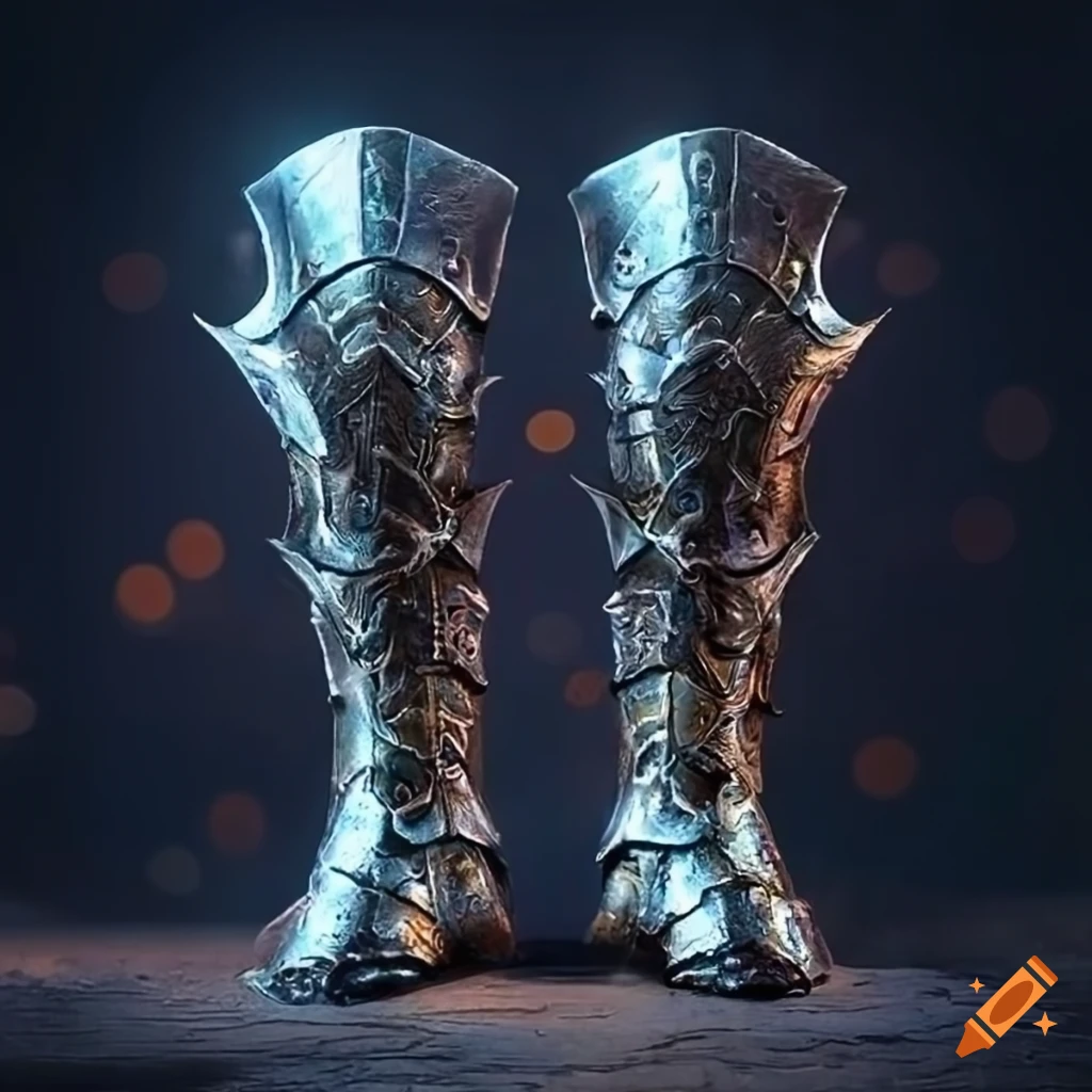 Adorned mithril-plated knight boots for an rpg game on Craiyon