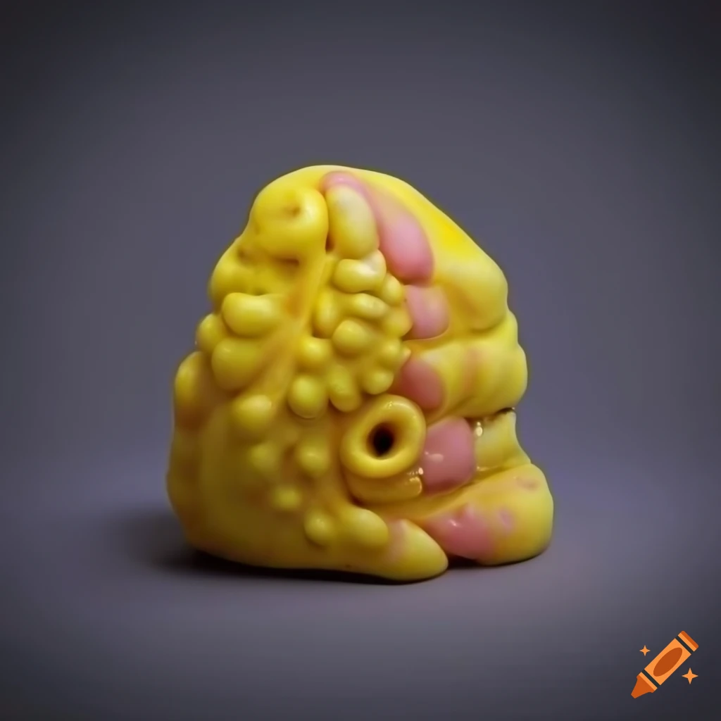Unique yellow plasticine creature with tentacle-like limbs and sharp ...