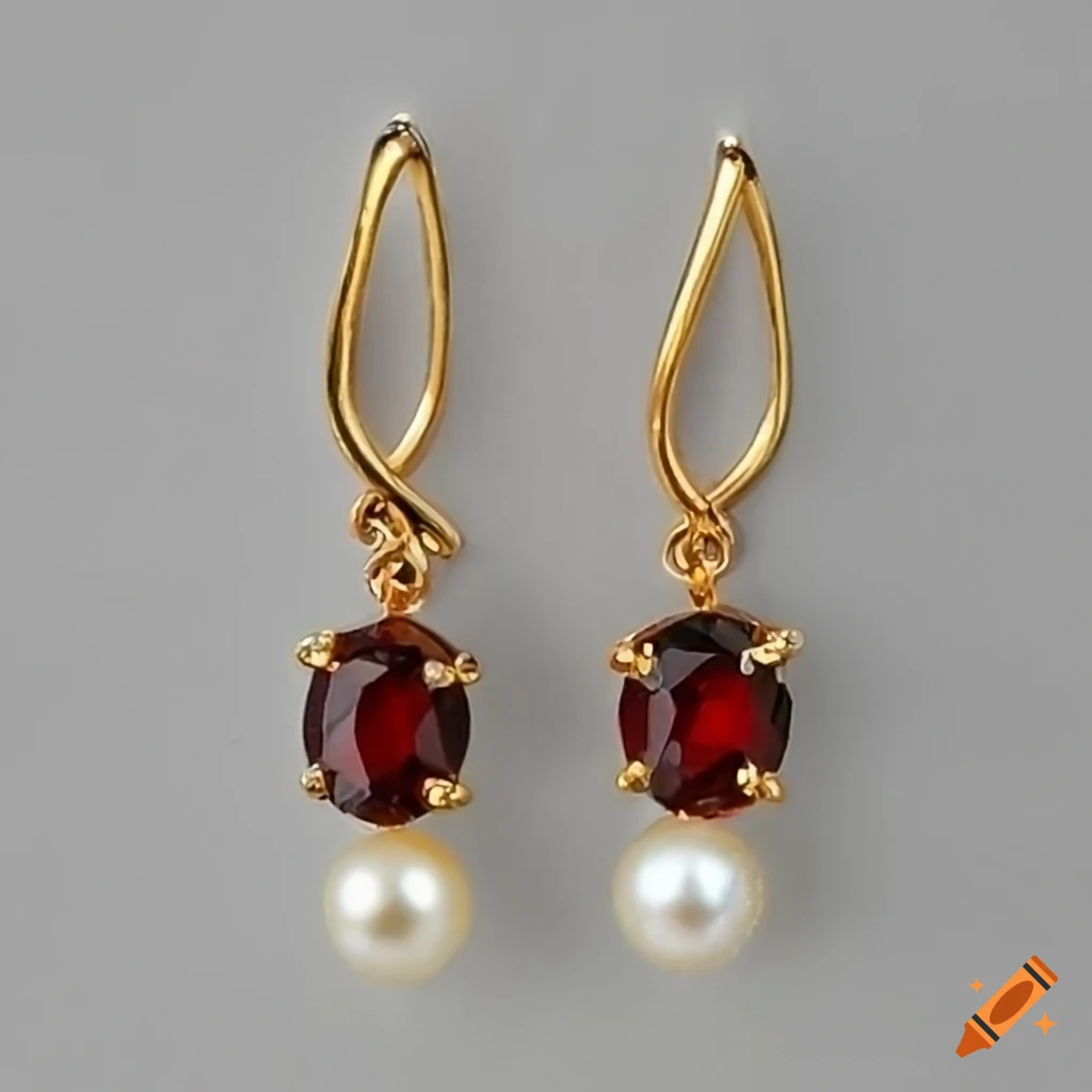 Garnet and pearl earrings on Craiyon