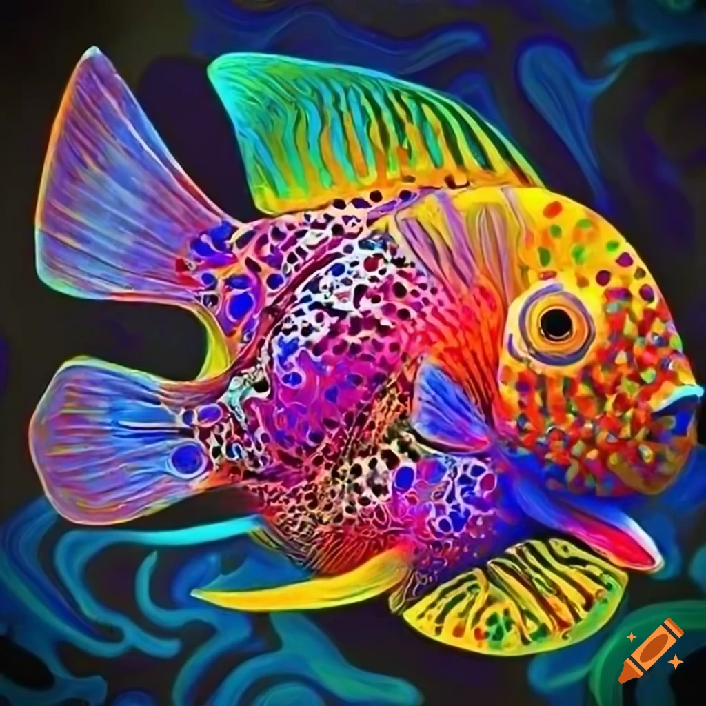 Colorful tropical fish with intricate abstract designs inspired by da ...