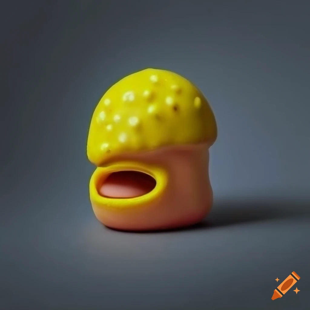 Distorted yellow plasticine blob with pink spots and tentacle-like limbs on Craiyon