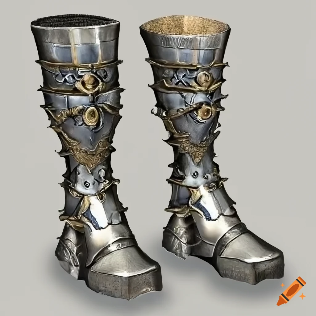 Adorned mithril plated knight boots for rpg game inventory on Craiyon