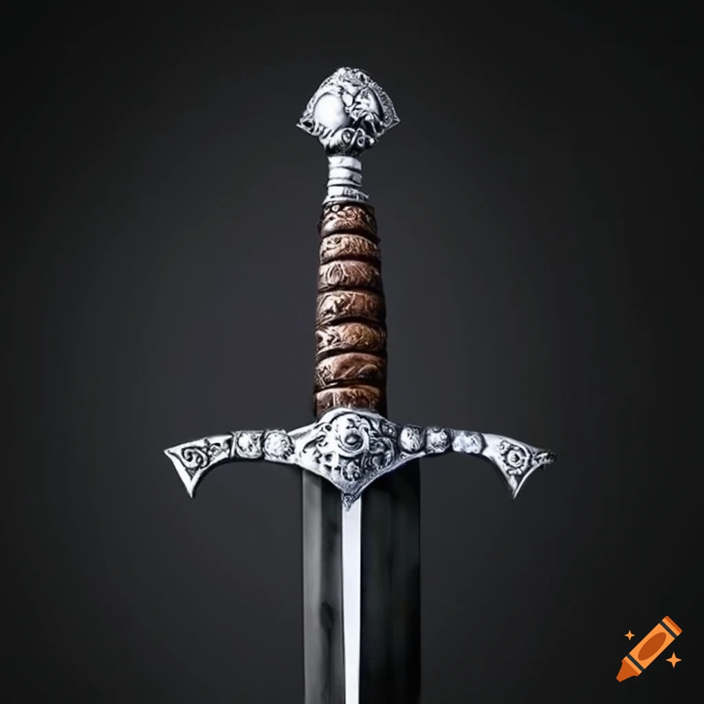 Detailed depiction of 'the death bringer' medieval sword with encrusted ...
