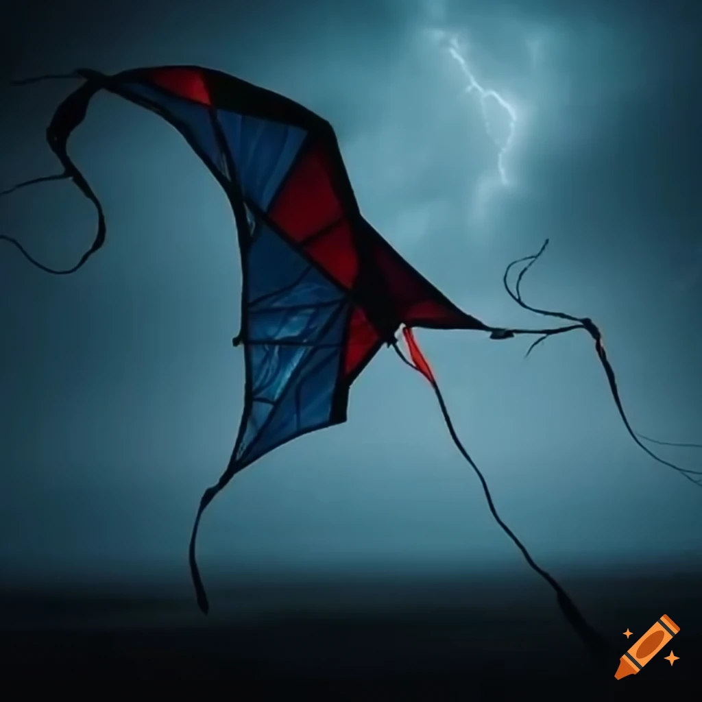 Kite Flying In A Dark Stormy Sky On Craiyon