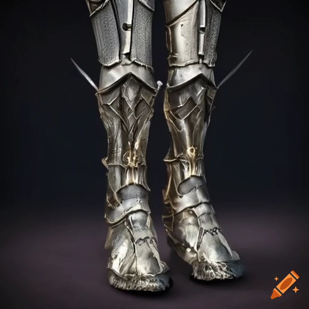 Pair of adorned mithril plated knight boots for rpg game on Craiyon